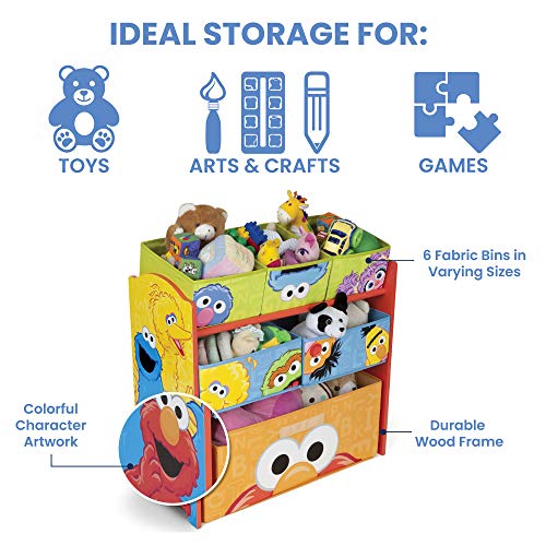 Delta Children Chair Desk with Storage Bin + Design and Store 6 Bin Toy Storage Organizer, Sesame Street (Bundle)