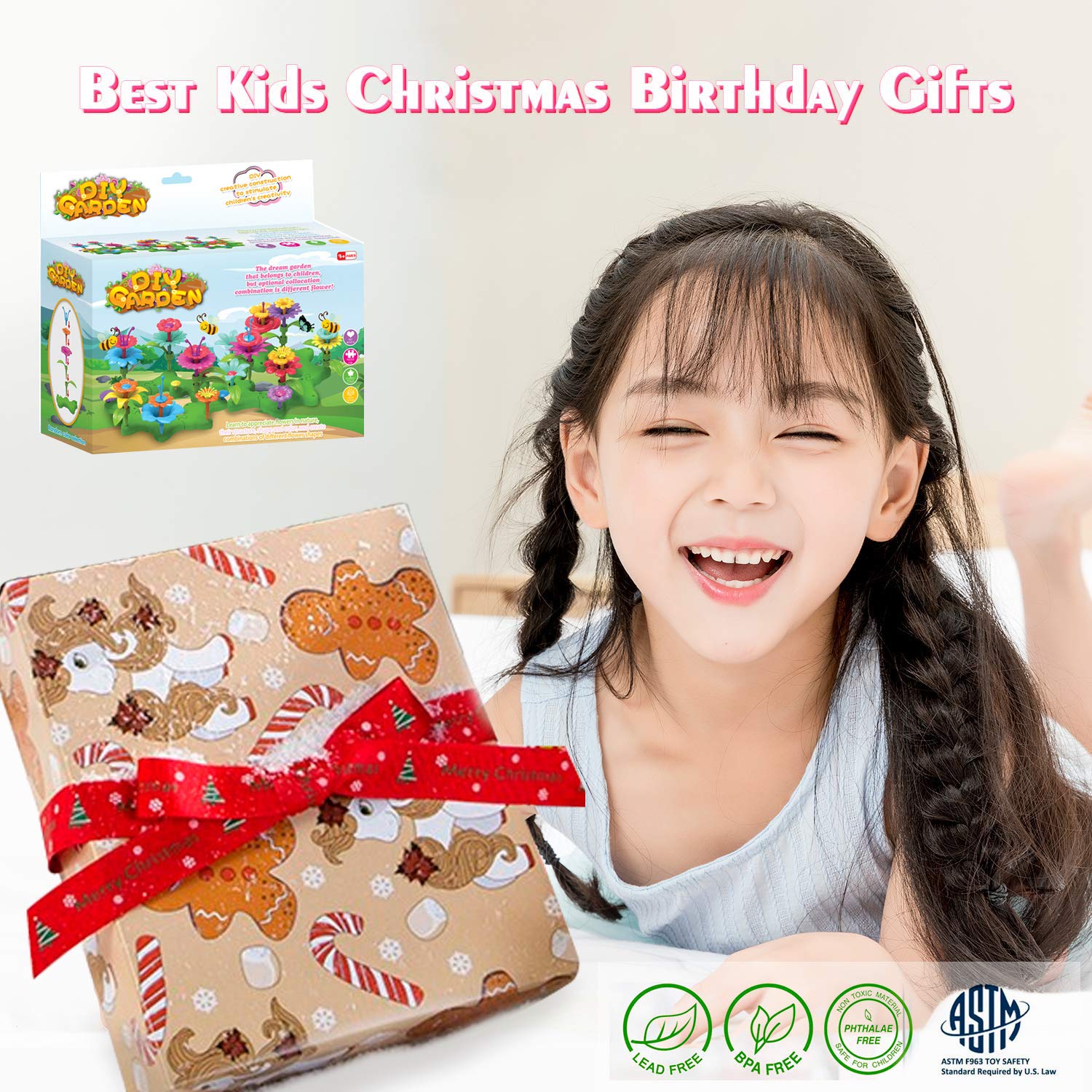 Lierpit Flower Arrangement Toy Set 128PC,Bouquet Building Blocks, Educational Garden Art and DIY Assembly handicrafts, for Children Over 3 Years Old on Holidays, Birthdays and Christmas