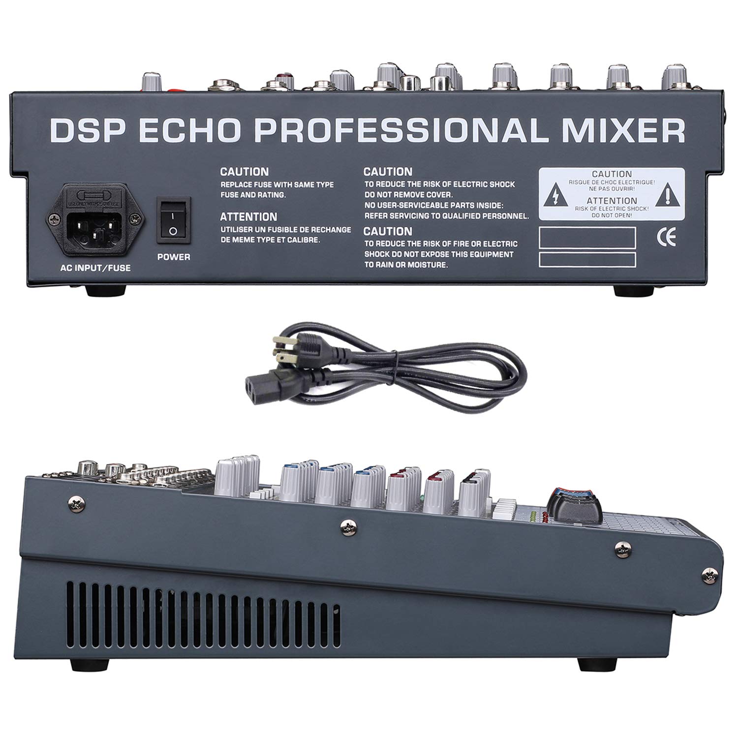 Boytone BT-60MX, 6 Channel Bluetooth Audio Mixer - DJ Sound Controller, USB MP3 Player, 4 XLR Microphone Jack, 7 Band EQ, 16 DSP Digital Multi Effects Processor, RCA IN-OUT Jack, 48V Phantom Power