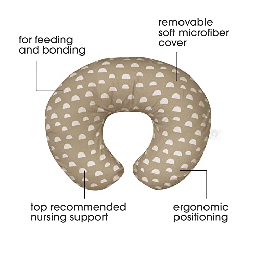 Boppy Nursing Pillow Original Support, Tan Pebbles, Ergonomic Nursing Essentials for Bottle and Breastfeeding, Firm Fiber Fill, with Removable Nursing Pillow Cover, Machine Washable