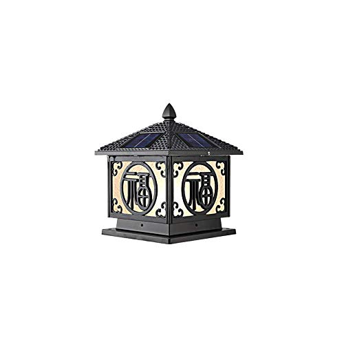 Led Solar Outdoor Column Lights Warm/White Light Adjustable Glass Post Lights Door Home Garden Street Outside Pillar Lamps(Color:Brass,Size:S)