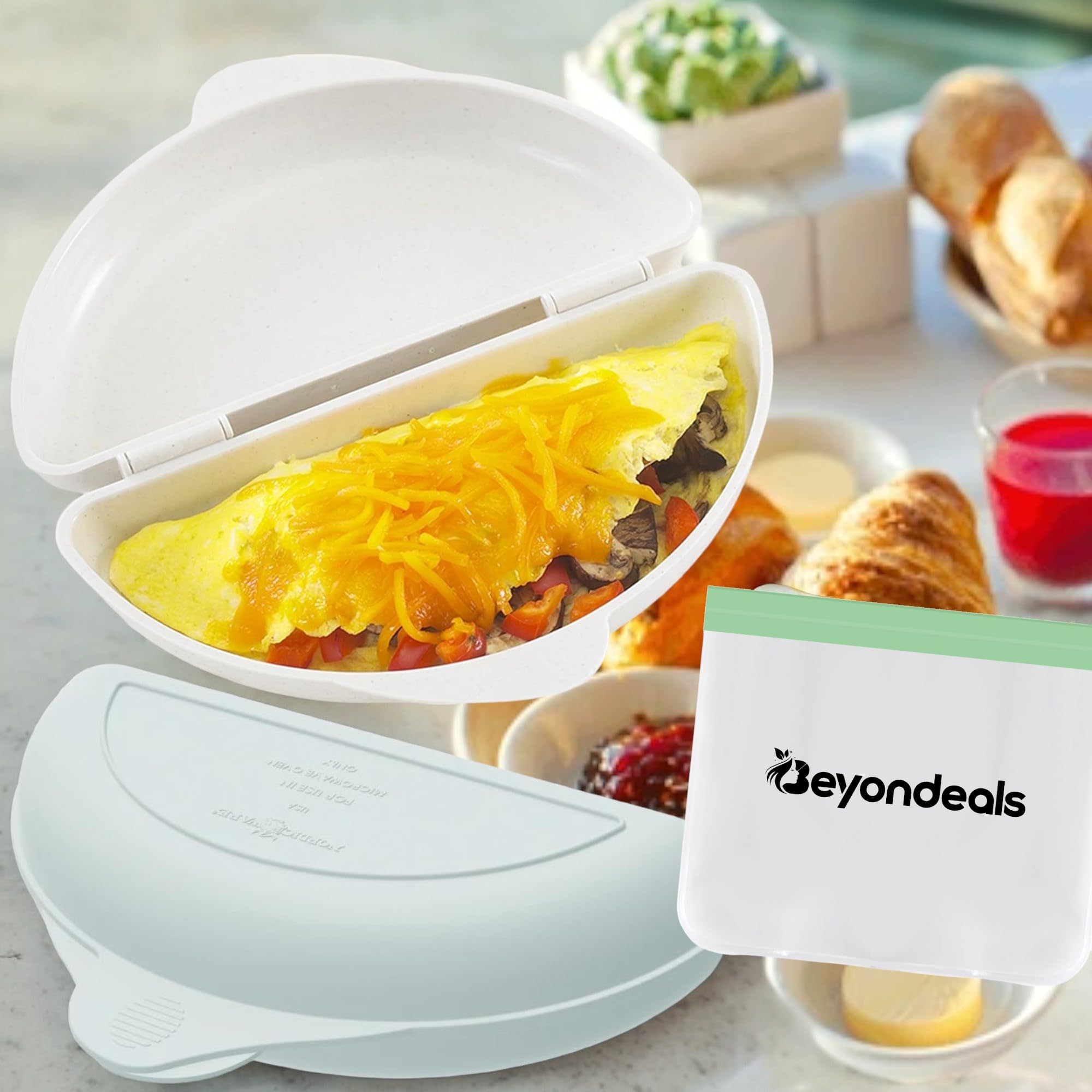 Beyondeals Omelet Microwave Pan, 8.4 Inch, Ideal For Single Servings, Nonstick Omelet Pan With Reusable Food Storage Bag - Bpa-Free, Even Heating,Microwave Omelet Pan [Pack Of 2]