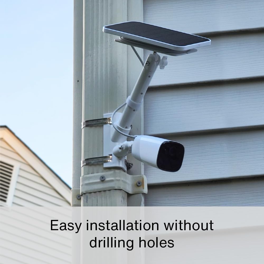 Holicfun 2-in-1 Security Camera and Solar Panel Pole Mount for Ring, Eufy, Arlo, Reolink Solar Panels and Cams (Grey)