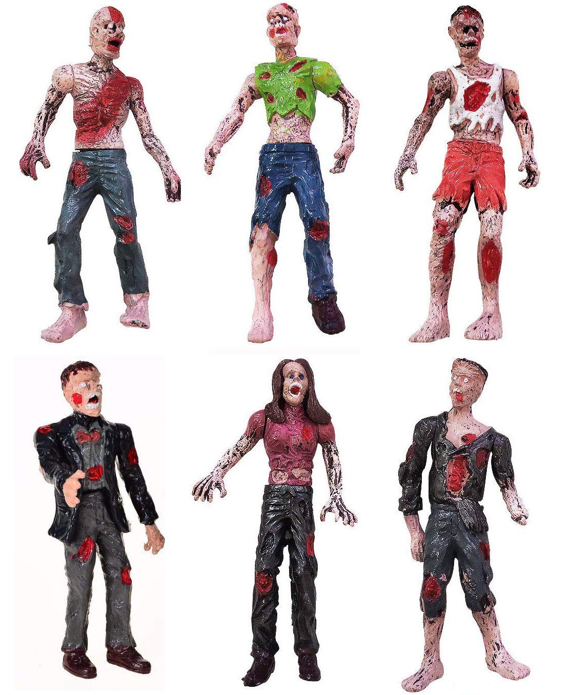 Lynkaye 6 Pcs Zombie Dolls Action Figures Toys Walking Dead Toys Terror Corpse Articulated Joints Miniature Model for Halloween Party Decorations As Gifts for Kids Toys