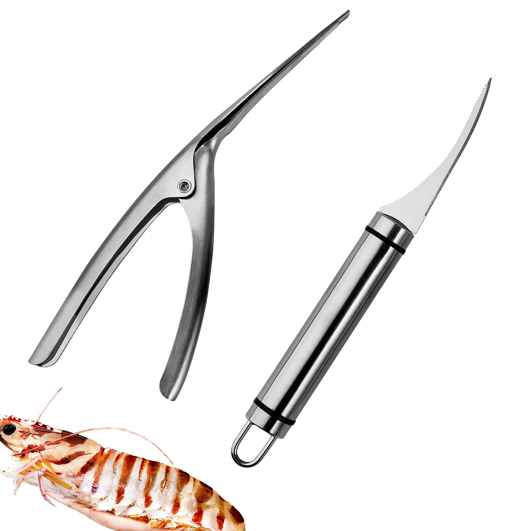 BROYEUR Shrimp Deveiner Tool and Shrimp Peeler Setr, 2 Pcs Shrimp Knife ShrimpThread Knife Shrimp Deveining Tool,Toad Fish Shrimp Cleaner Peels Prawn Outer Shell Deveins.