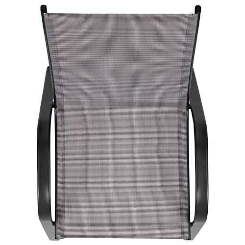 Flash Furniture Brazos Series Outdoor Stackable Patio Chairs with Flex Comfort Material, Stacking Outdoor Modern Sling Patio Chairs, Set of 4, Gray