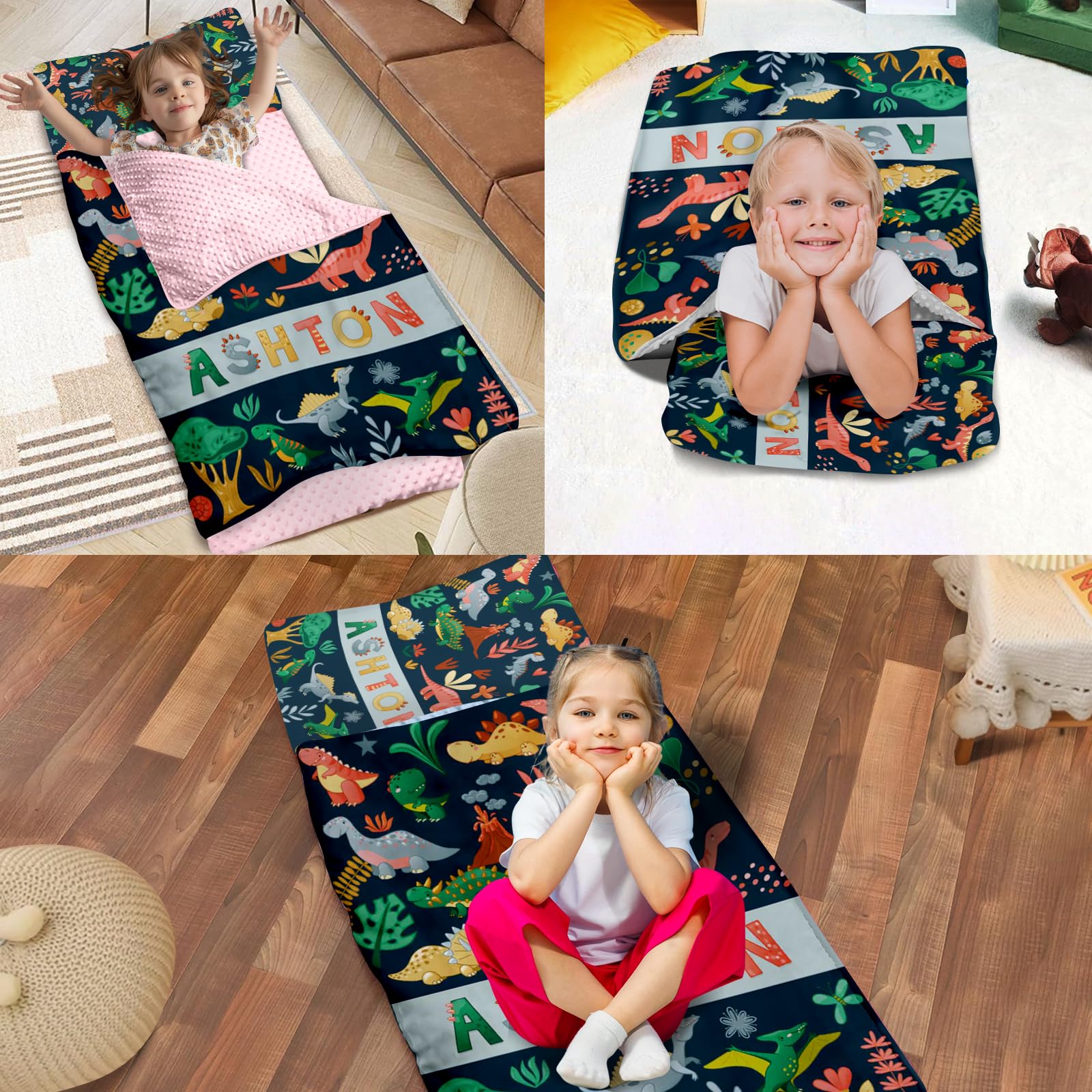 Custom Toddler Nap Mat with Pillow & Blanket - Roll Up Nap Mat for Preschool - Soft Kids Sleeping Mat for Kindergarten Daycare Sleepover