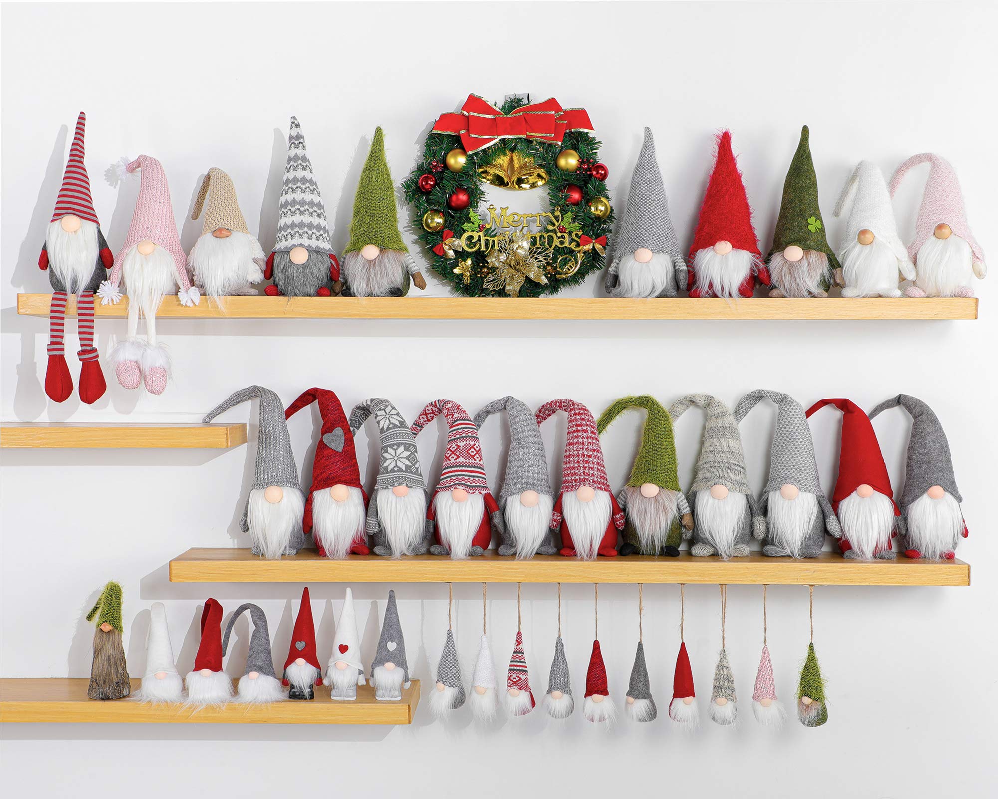Funoasis Christmas Gnome Gifts Holiday Decoration Birthday Present Handmade Tomte Plush Doll, Home Ornaments Tabletop Santa Figurines 14 Inches (Green)