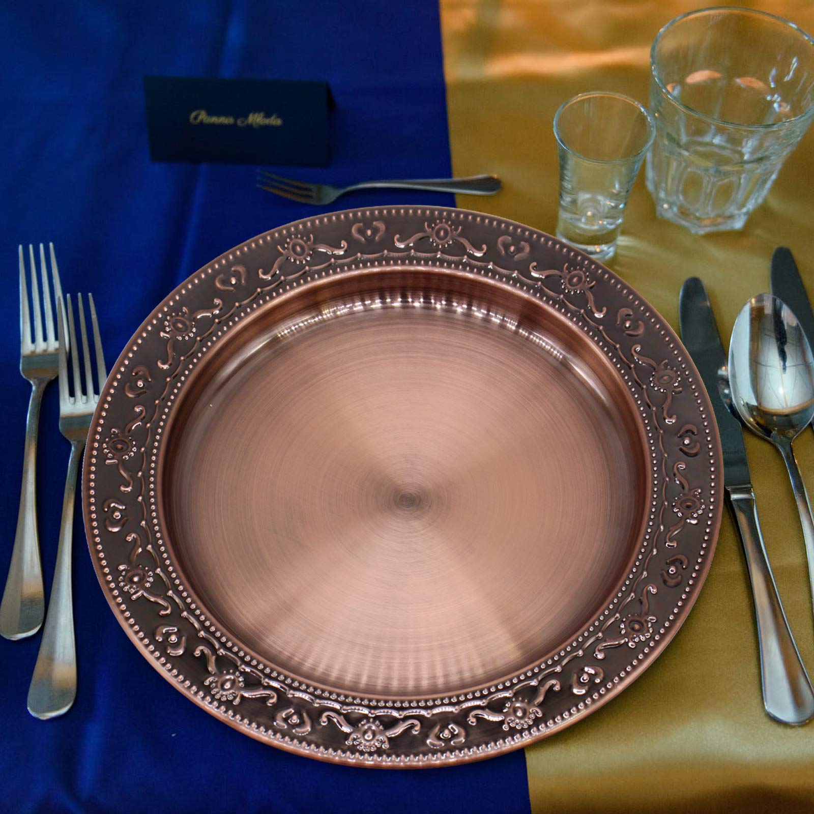 Brightalk 13-Inch Stainless Steel Charger Plates, 6Pcs Dinner Plate Chargers Round Server Ware, Copper