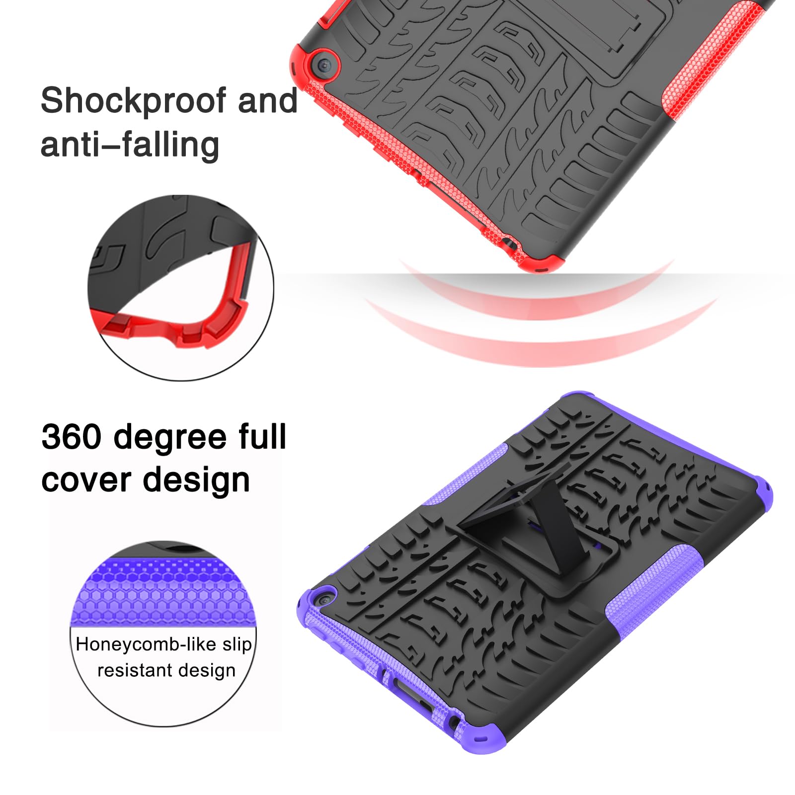 Boskin for Kindle Fire hd 8 / hd 8 Plus case 2024 2022 2020 Release 14th 12th 10th Generation Kickstand Heavy Duty Shockproof Cover (Blue)