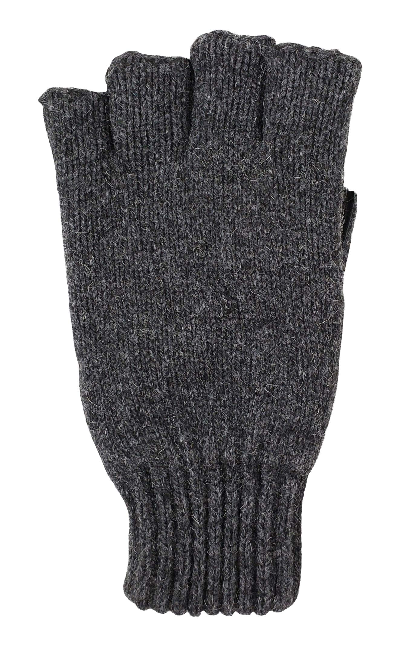 BRUCERIVER Mens Fingerless Gloves Wool knitted with Thinsulate lining Leather Patch on Palm (Anthra,Men Size)