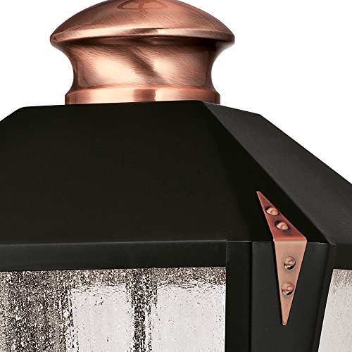 Westinghouse Lighting 6339100 Valley Forge Three-Light Outdoor Pendant, Matte Black Finish with Washed Copper Accents and Clear Seeded Glass
