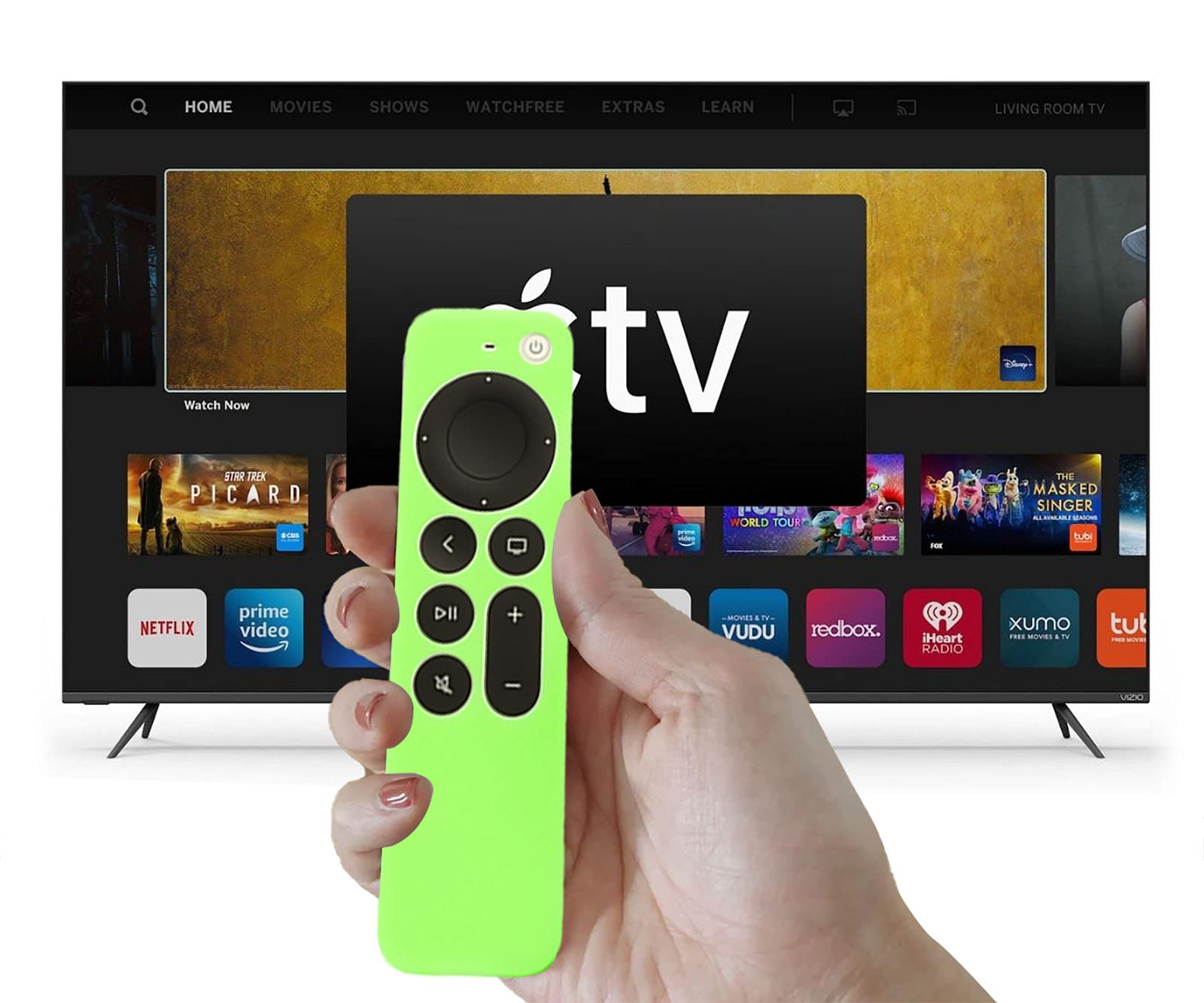 LEFXMOPHY Glow Green Remote Case Cover Replacement for New Apple 4k TV Siri 2nd 2021 Series 6 6th Generation/Siri 3rd 7 7th Gen 2022 Remote, Silicone Skin Glow in Dark with Lanyard