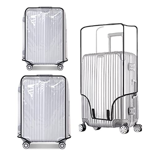 FABULWAY 3PCS Clear PVC Suitcase Cover Protectors Transparent Luggage Cover Waterproof Wheeled Suitcase Dust Cover Dustproof Travel Luggage Sleeve Protector 20"+24"+28"(3PCS)