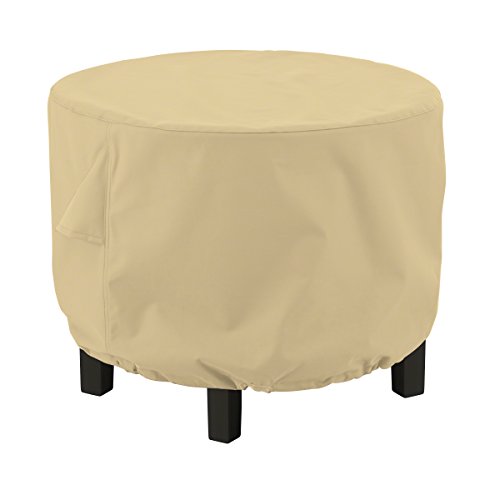 Classic Accessories Terrazzo Water-Resistant 30 Inch Round Ottoman/Coffee Table Cover, Outdoor Table Cover, Sand