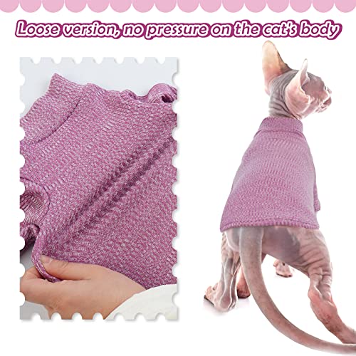 DENTRUN Sphynx Hairless Cats Shirt Pullover Kitten T-Shirts, Breathable Cat Wear Turtleneck Sweater Adorable Cat's Clothes Vest Pajamas Jumpsuit
