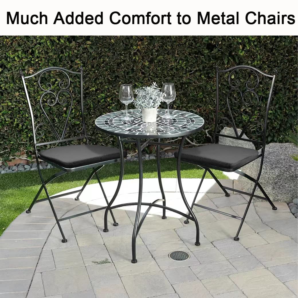 BUYUE 14" Metal Chair Cushions with Magnetic Set of 4, Luxury PU Leather Waterproof Anti-Slip Seat Pads for Kitchen Cafe Dining Bistro Stackable Chairs (U-Shape, Black, 4)