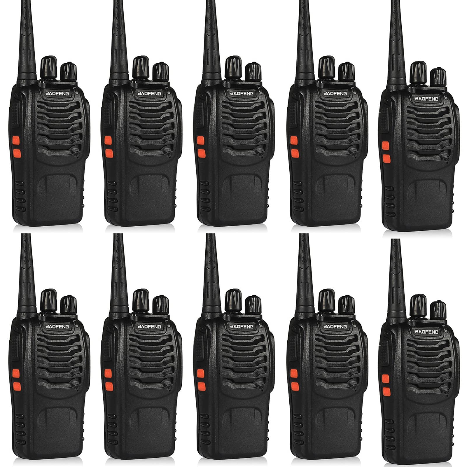 Baofeng BF-888S Walkie Talkies for Adults Long Range Rechargeable Handheld Two Way Radios with Earpieces, Flashlight, 16 Channel Work Walky Talky for Adults Team Management School Church(10 Pack)