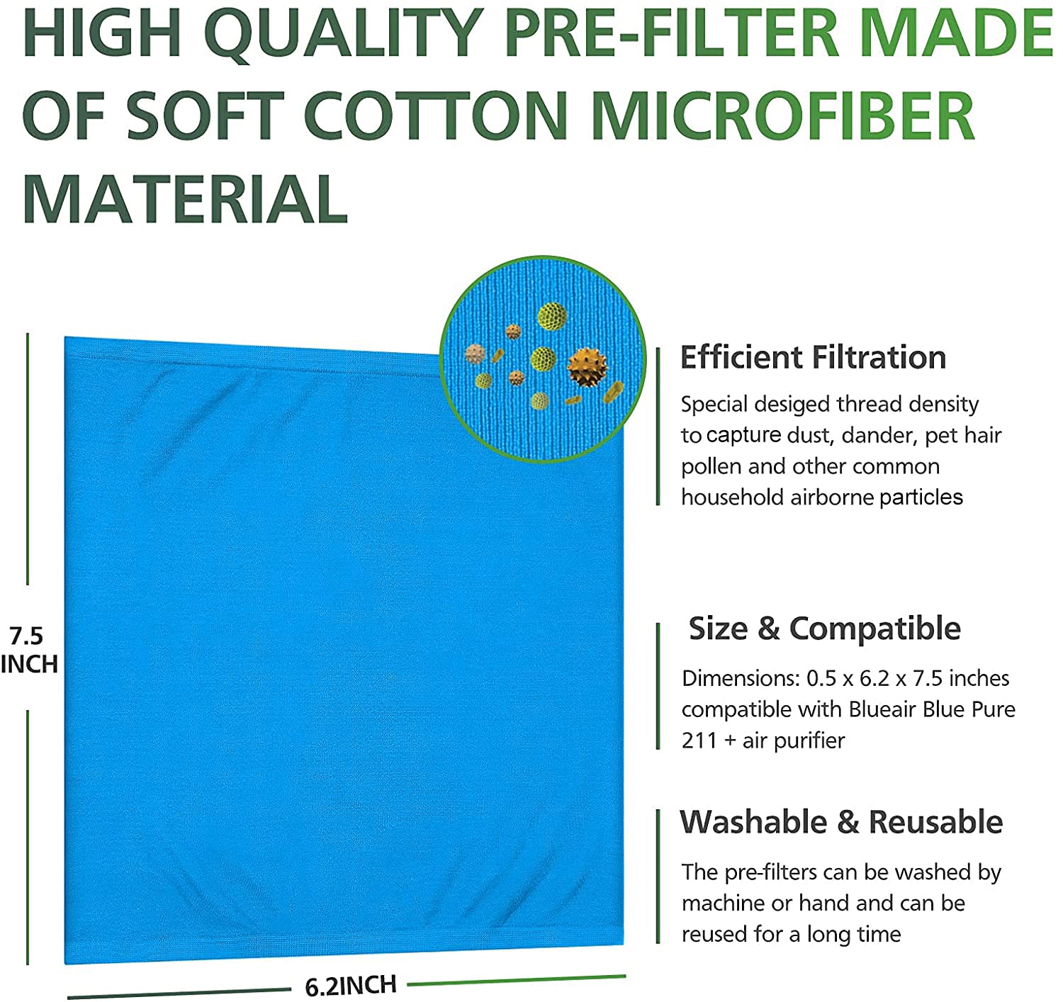 isinlive 4 Pack Replacement Washable Pre-Filters Compatible with Blueair Blue Pure 211+ Air Purifier, Removes Pollen, Dust, Pet Dander and Other Airborne Particles(Blue, Grey, Green, Purple)