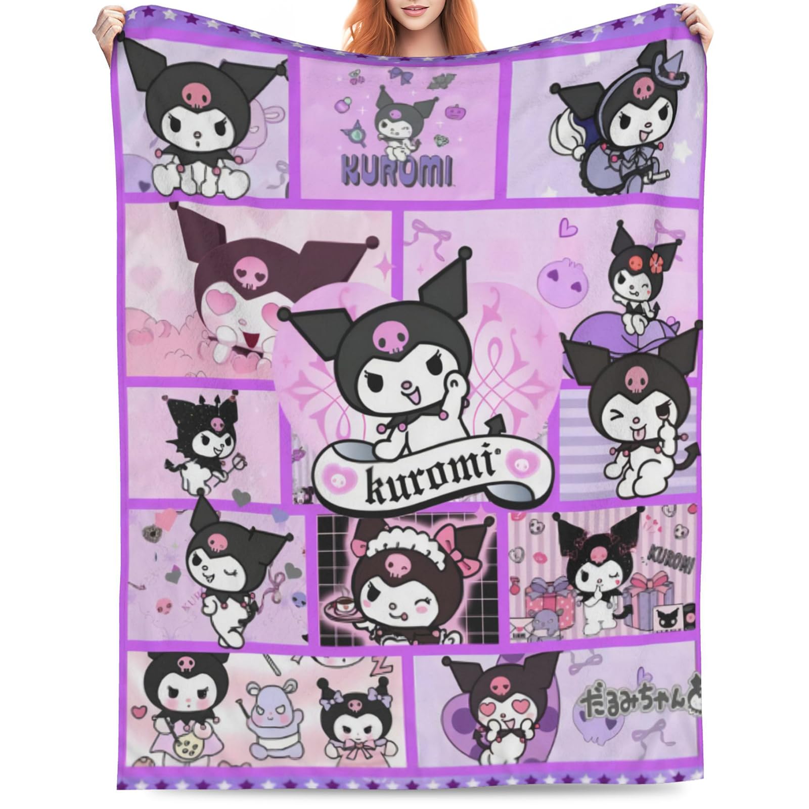 Cute Cartoon Girls Blanket Plush Throw Ultra Soft Flannel Lightweight Throws for Sofa Bed All Seaso Warm Cozy