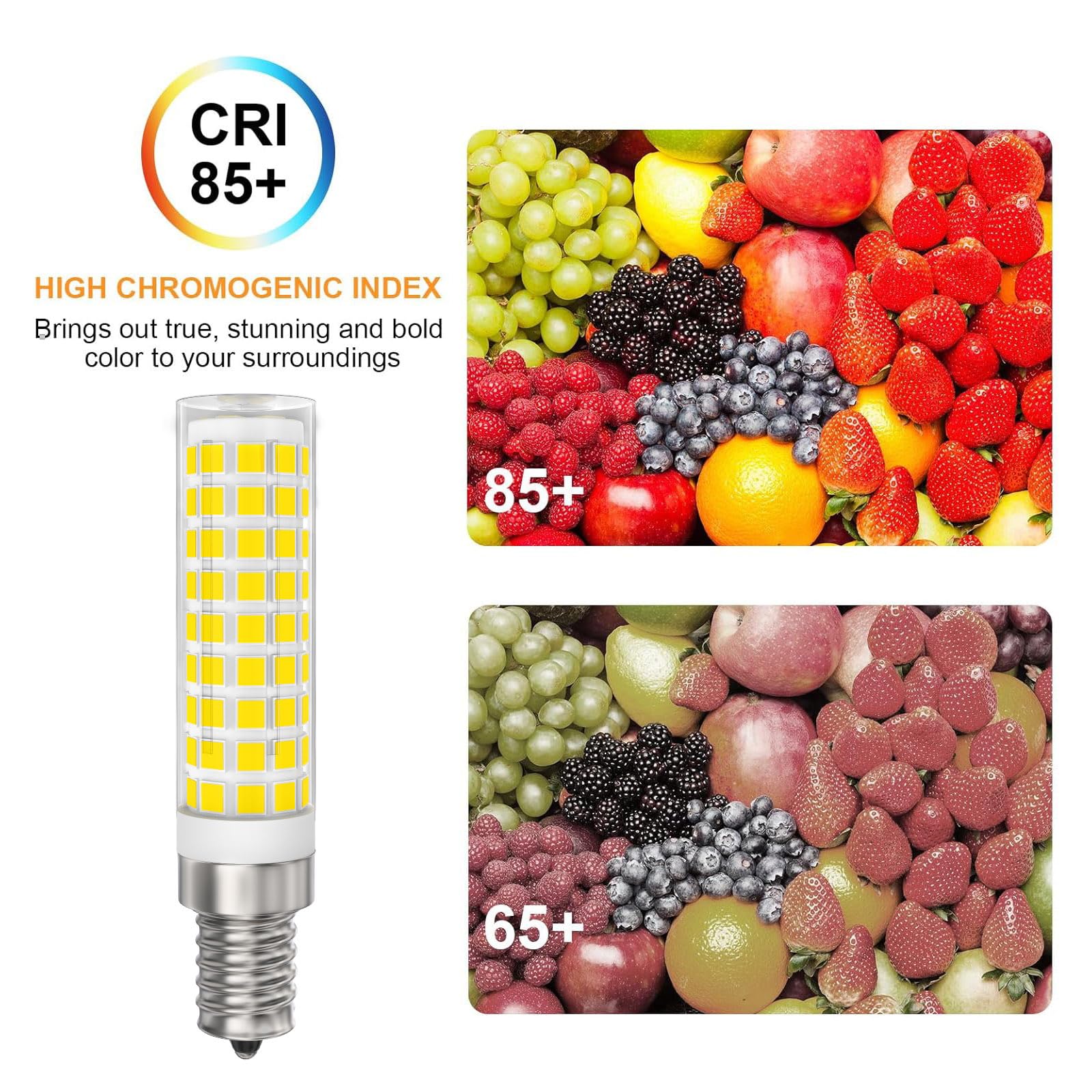 E12 LED Bulb Dimmable, 100 Watt Candelabra Bulb Equivalent C7, 6000K Daylight White, 10W 1000 Lumen T6 E12 Light Bulbs for Chandeliers, Ceiling Fan, Pendant Lighting, Salt Lamp, 6 Pack
