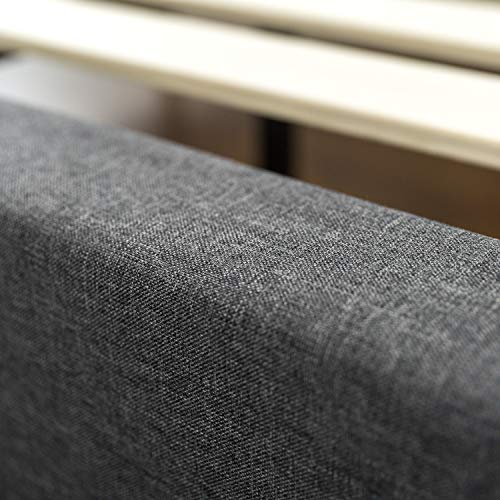 Zinus Dachelle Upholstered Platform Bed Frame / Mattress Foundation / Wood Slat Support / No Box Spring Needed / Easy Assembly, King, Dark Grey
