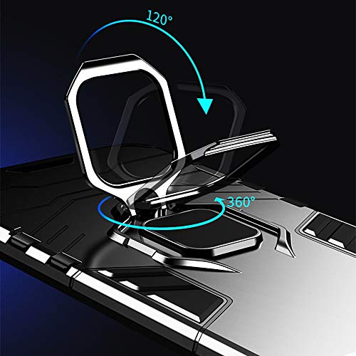 FaDream for Xiaomi Redmi 9 Case, Rugged Shockproof Dual Layer Heavy Duty Protective Kickstand Cover with [2 Pack] Tempered Glass Screen Protector (Black)