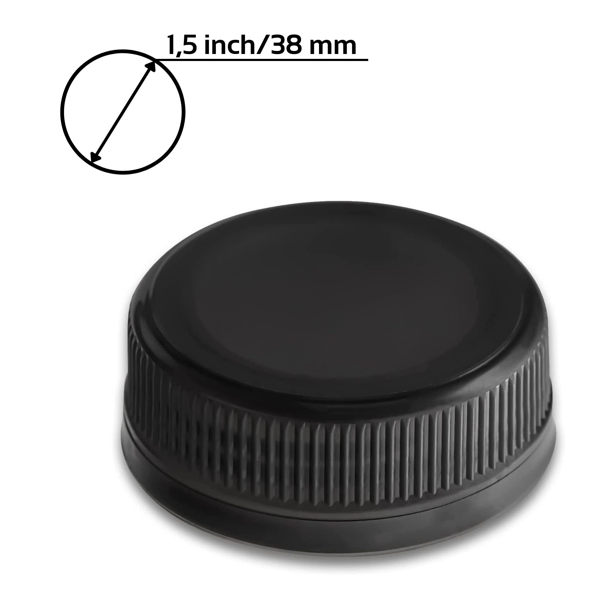 Bottle Caps Black Tamper Seal Lids 1,5" Cap for Bottle Screw 38 mm Cap Bottle Plastic Bottle Caps Juice Bottles Cap Bottle Lid Pack of 15