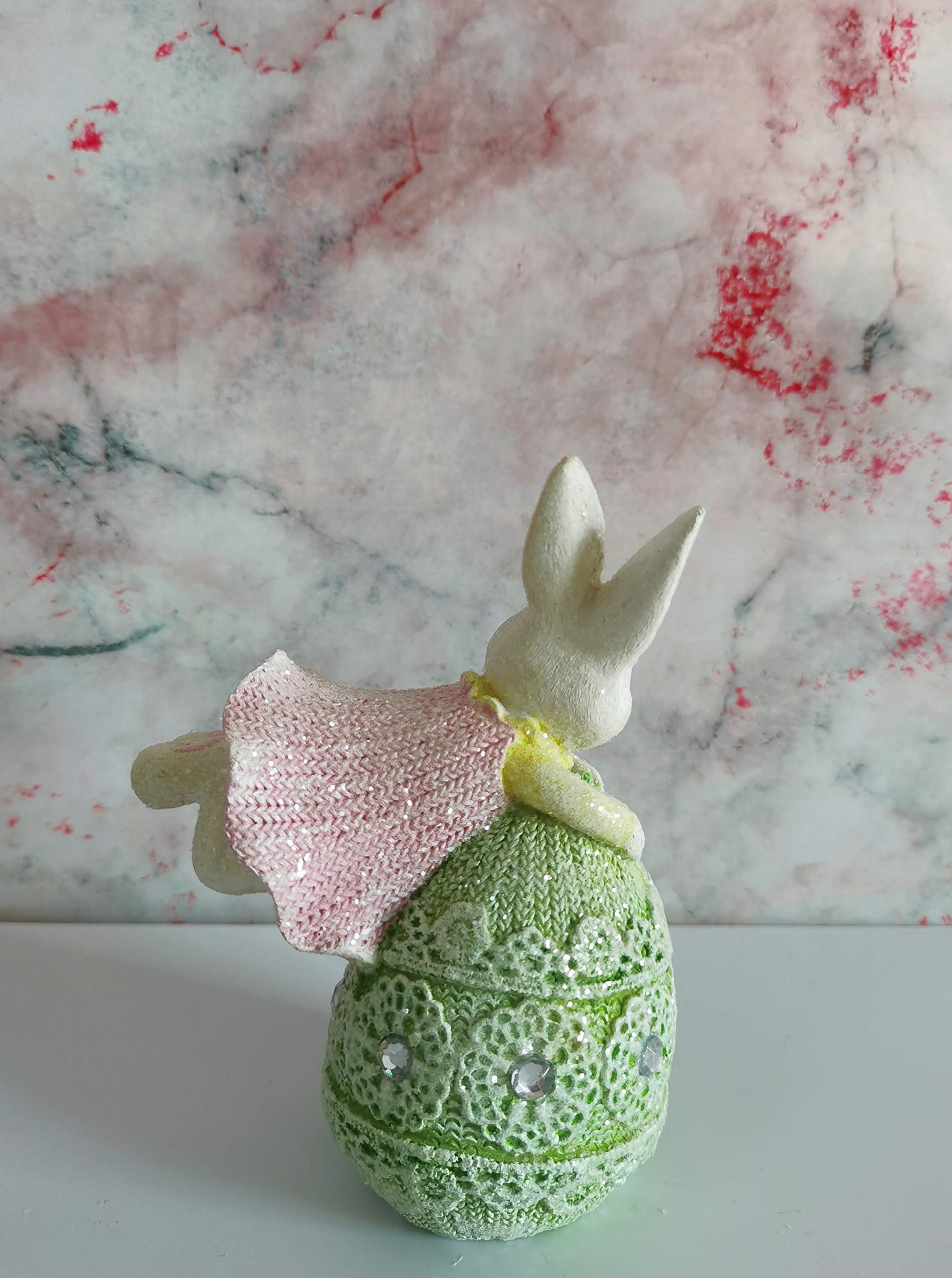 LEFOUND Easter Accessories Easter Rabbit Figurine Spring Decor for Home,Polyresin,Pink