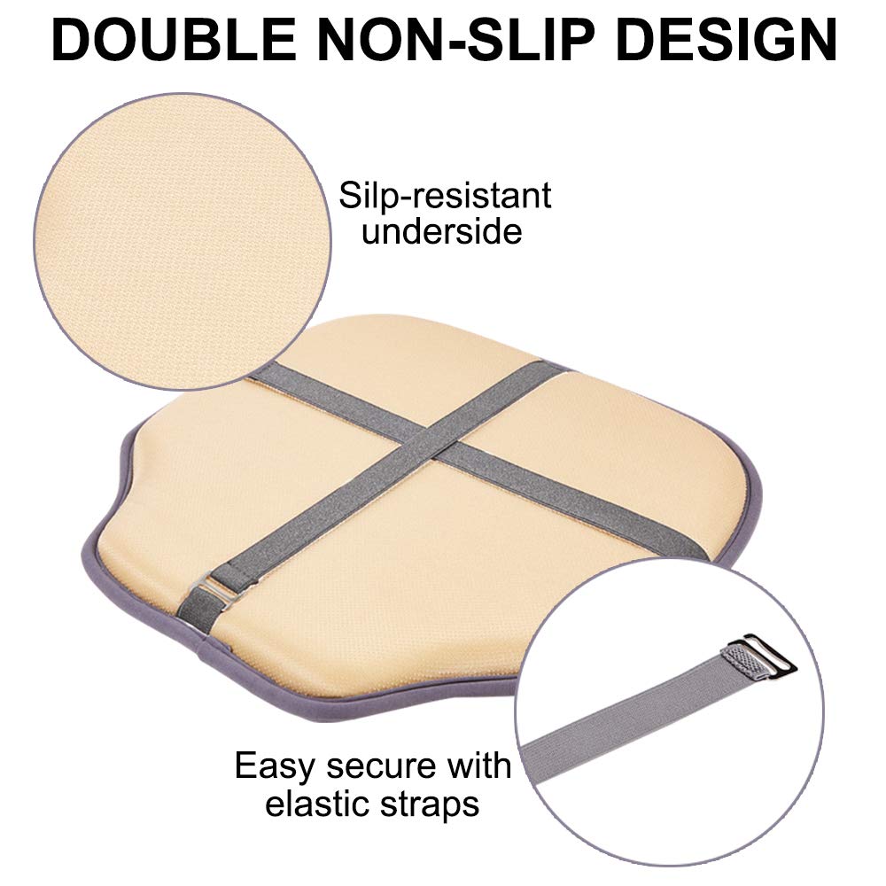 Big Hippo Memory Foam Chair Pads for Dining Chairs Non-Skid Backing Kitchen Dining Chair Cushion Seat Cushion with Ties,Thick Comfortable Seat Cushion Pad,16"x15"(1 Pack, Gray)