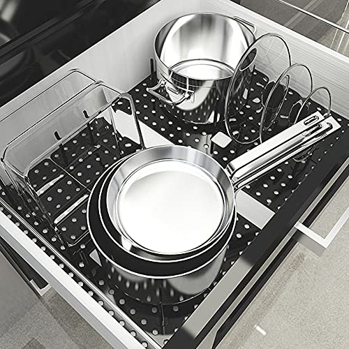 BYBYCD Dish Drying Rack Bowl Pot Storage Holder Drawer Organizer Tray Telescopic Adjustable ABS Kitchen Shelf Organizer for Food Containers Cookware