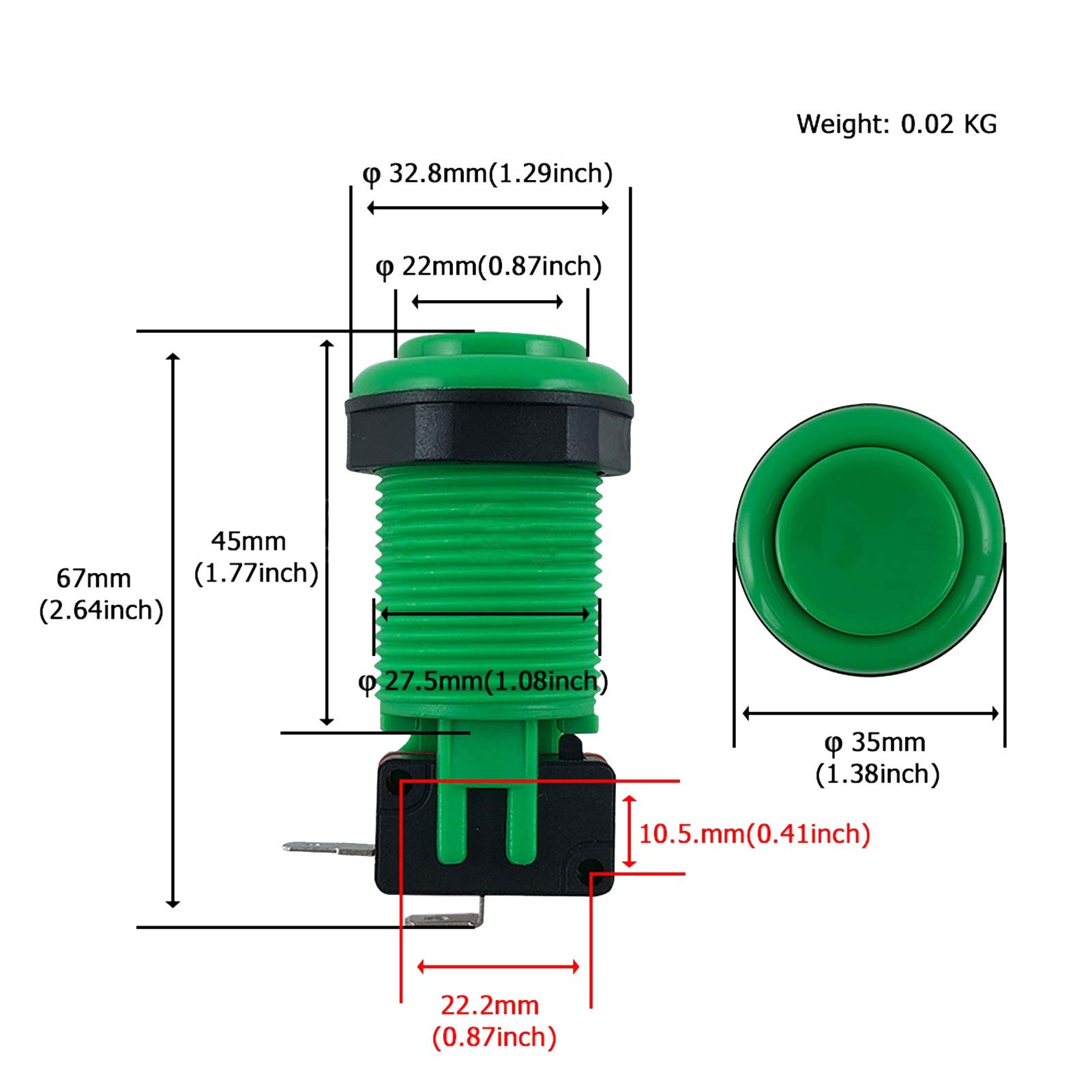 TX GIRL 6 Pcs Arcade Buttons American Happ Style 28mm Mounting Hole 1p 2p Coin Kit Arcade for Arcade Game Mame Jamma Game Console (Color : Mixed Color Tell us)