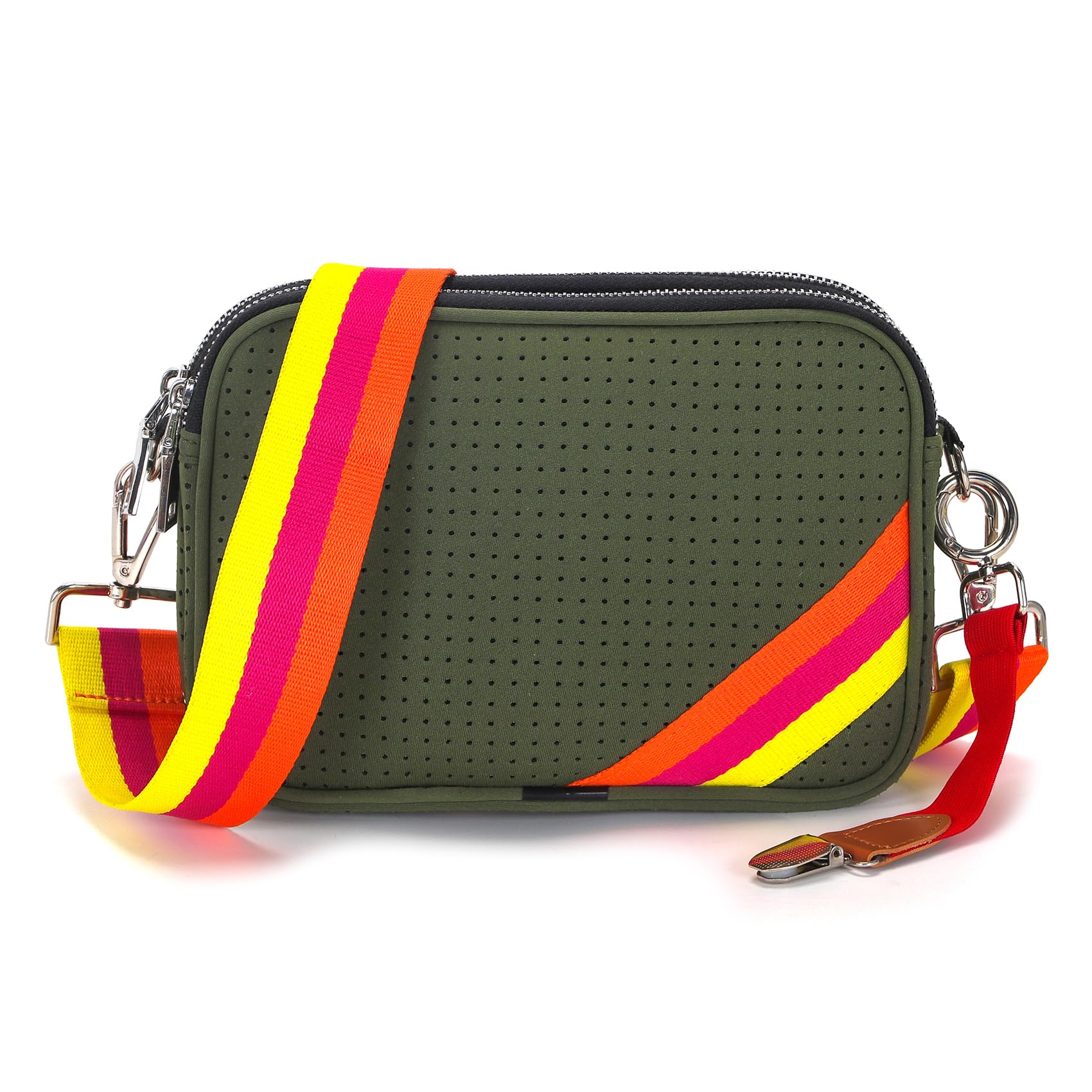 BOS Home Crossbody Bags for Women, Neoprene Crossbody Bag with Adjustable Detachable Strap (Green)