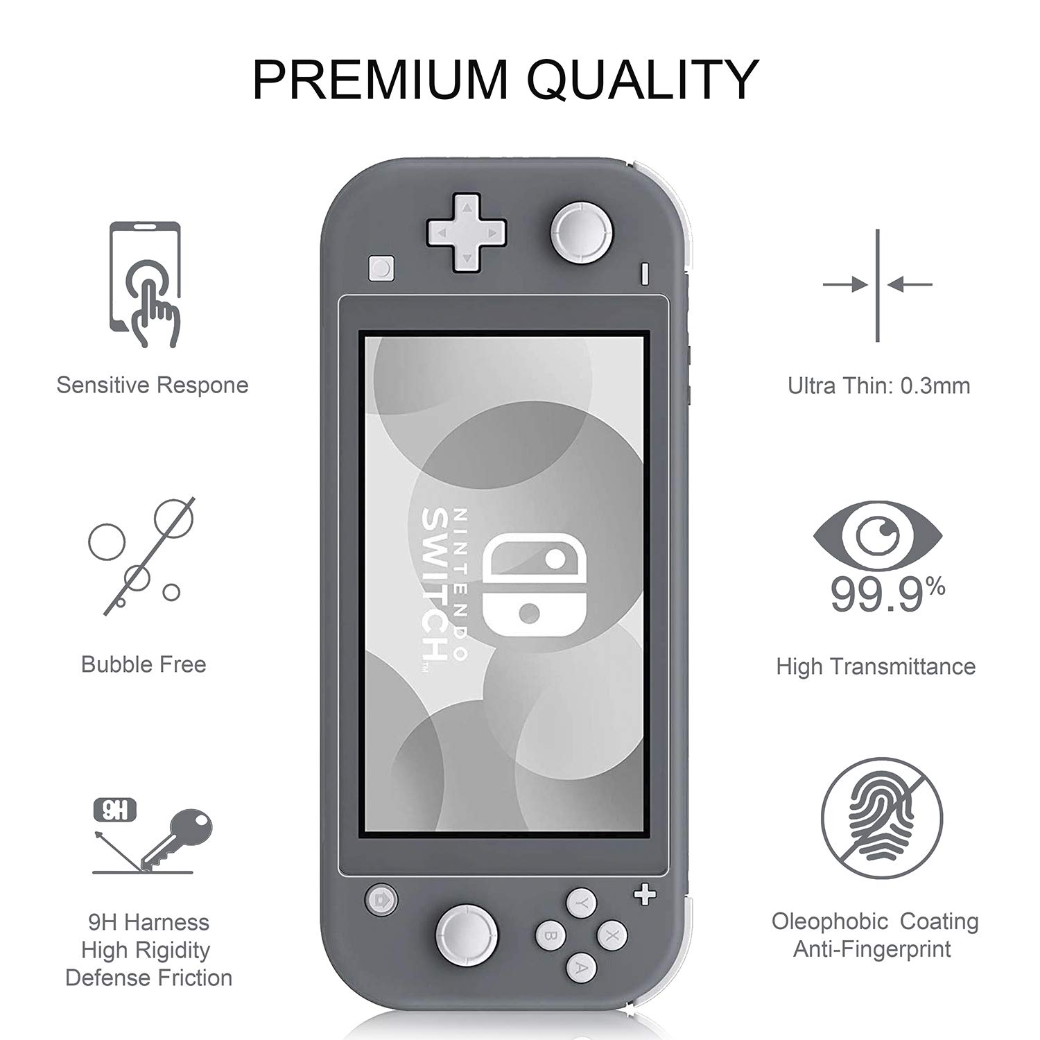 Appodog Nintendo Switch Lite Screen Protector [2 Pack] Tempered Glass Screen Saver Protector Transparent HD Clear 0.3mm Screen Film Guard 9H Hardness Anti-Scratch Shatter-Proof