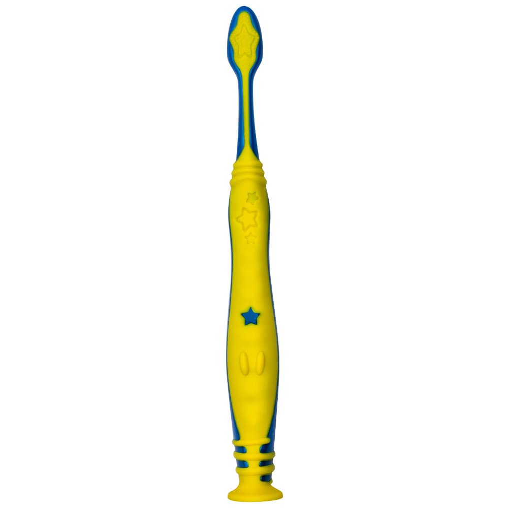 Colgate Minions Toothbrush with Suction Cup, Tongue Cleaner 5+ Years, Extra Soft (Colors Vary) - Pack of 2