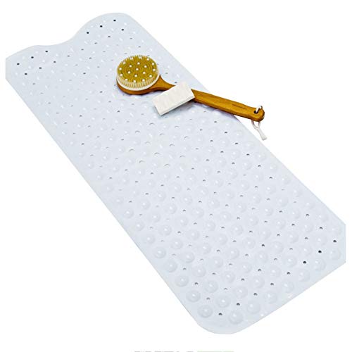 Bathroom Bath Shower Mat Vinyl Material Extra Long 39 x 15.5 Inches (White)