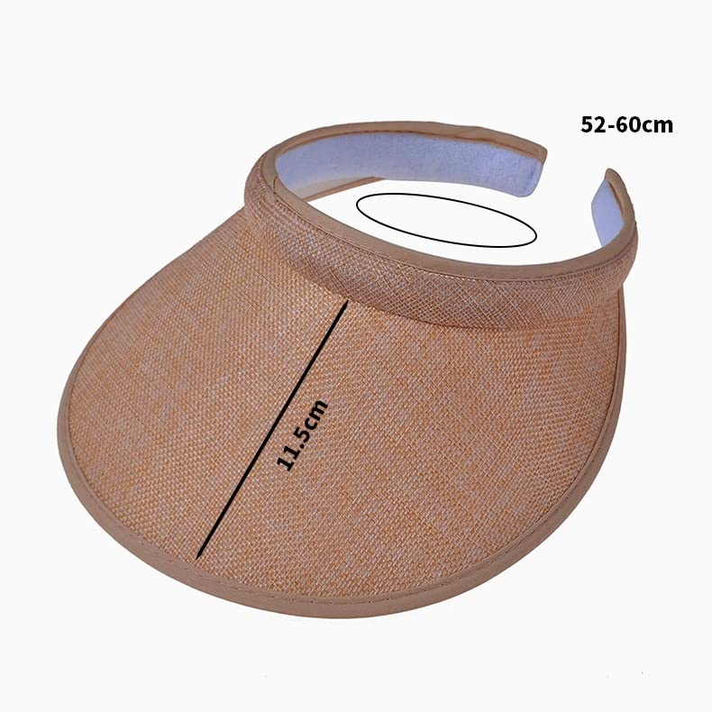 Beach Outdoor Hat, Slip-On Visor, Sun Sports Visor, Brim Clip On Visor Covered Pool Golf Straw Hat for Men Women (Beige)