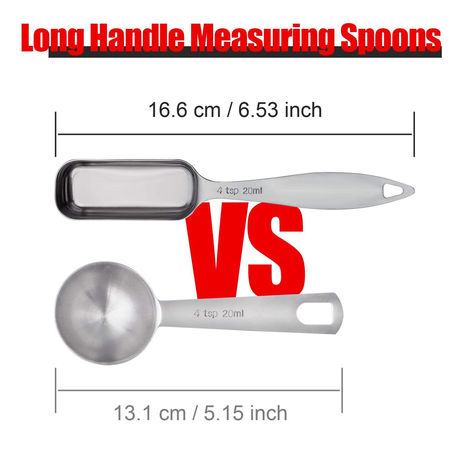 CATOOMUU Measuring Spoons Set of 10, Heavy Duty Stainless Steel Metal Teaspoons Tablespoons, for Dry or Liquid