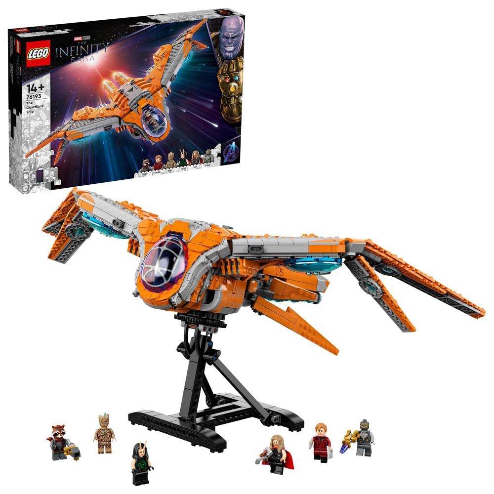 LEGO 76193 Marvel The Guardiansâ Ship Large Building Set, Avengers Spaceship Model with Thor & Star-Lord Minifigures, 14 min years, 99 max years