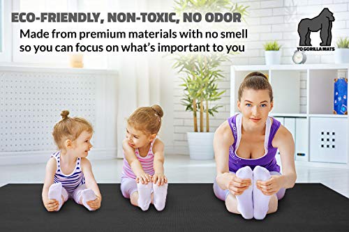 Gorilla Mats Premium Extra Large Yoga Mat – 9' x 6' x 8mm Extra Thick & Ultra Comfortable, Non-Toxic, Non-Slip Barefoot Exercise Mat – Works Great on Any Floor for Stretching, Cardio or Home Workouts