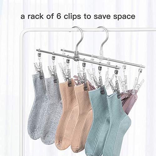 FALEJU High-Strength Aluminum Alloy Underwear and Socks Drying Rack 6 Clip Set for Drying Cap, face mask, Socks, Towels, Underwear, Diapers (White)