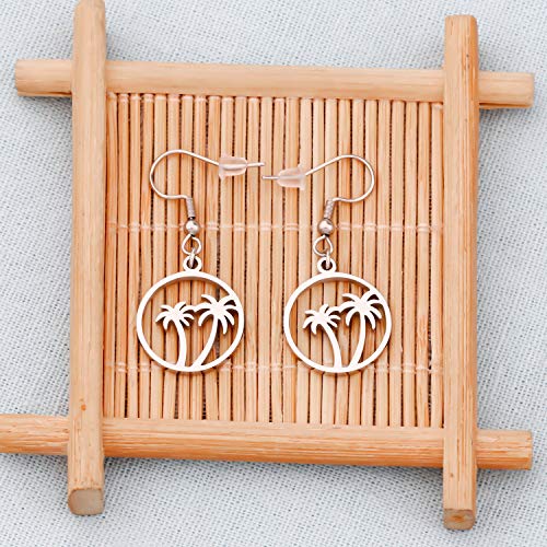BEKECH Tropical Coconut Palm Tree Cut Out Earring Summer Beach Jewelry Holiday Bridal Beach Wedding Jewelry for Bridesmaid