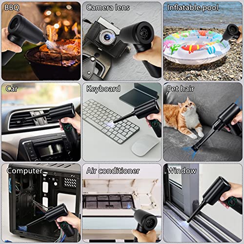 Compressed Air Duster, 100000RPM Electric Air Duster & Vacuum Cleaner 2 in 1 Rechargeable 7600mAh Cordless, Keyboard and Computer Cleaner, Replaces Compressed Air Cans