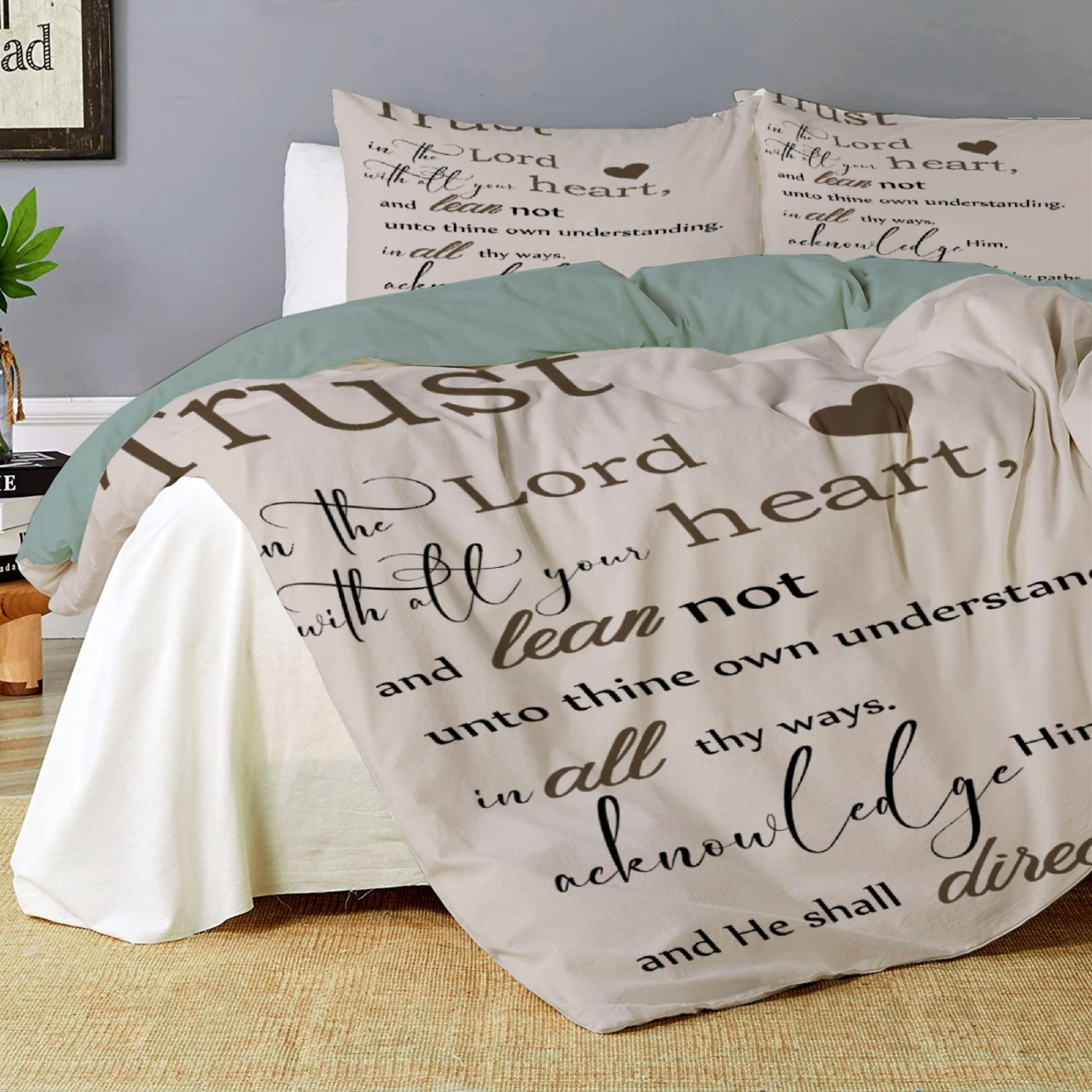 Darani Bible Verse Inspirational Prayers Religious Christian Gift Duvet Cover Queen 90 x 90 in Ultra Soft Washed Microfiber Comforter Cover Sets 3 Pieces (1 Duvet Cover + 2 Pillow Shams)