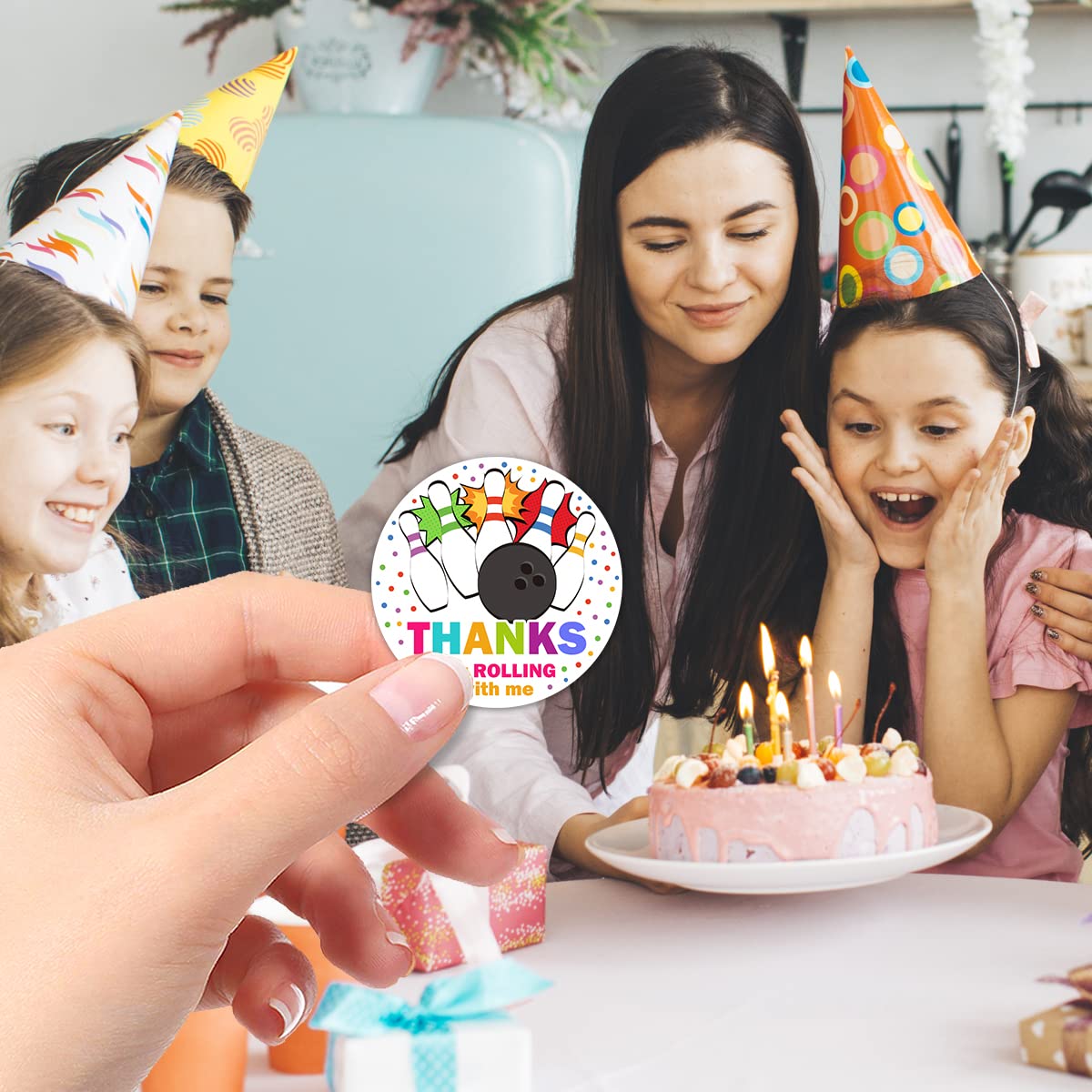 Bowling Party Thank You Sticker Labels, 2" Party Circle Stickers, Great for Party Favors, Envelope Seals & Goodie Bags(54 Count)