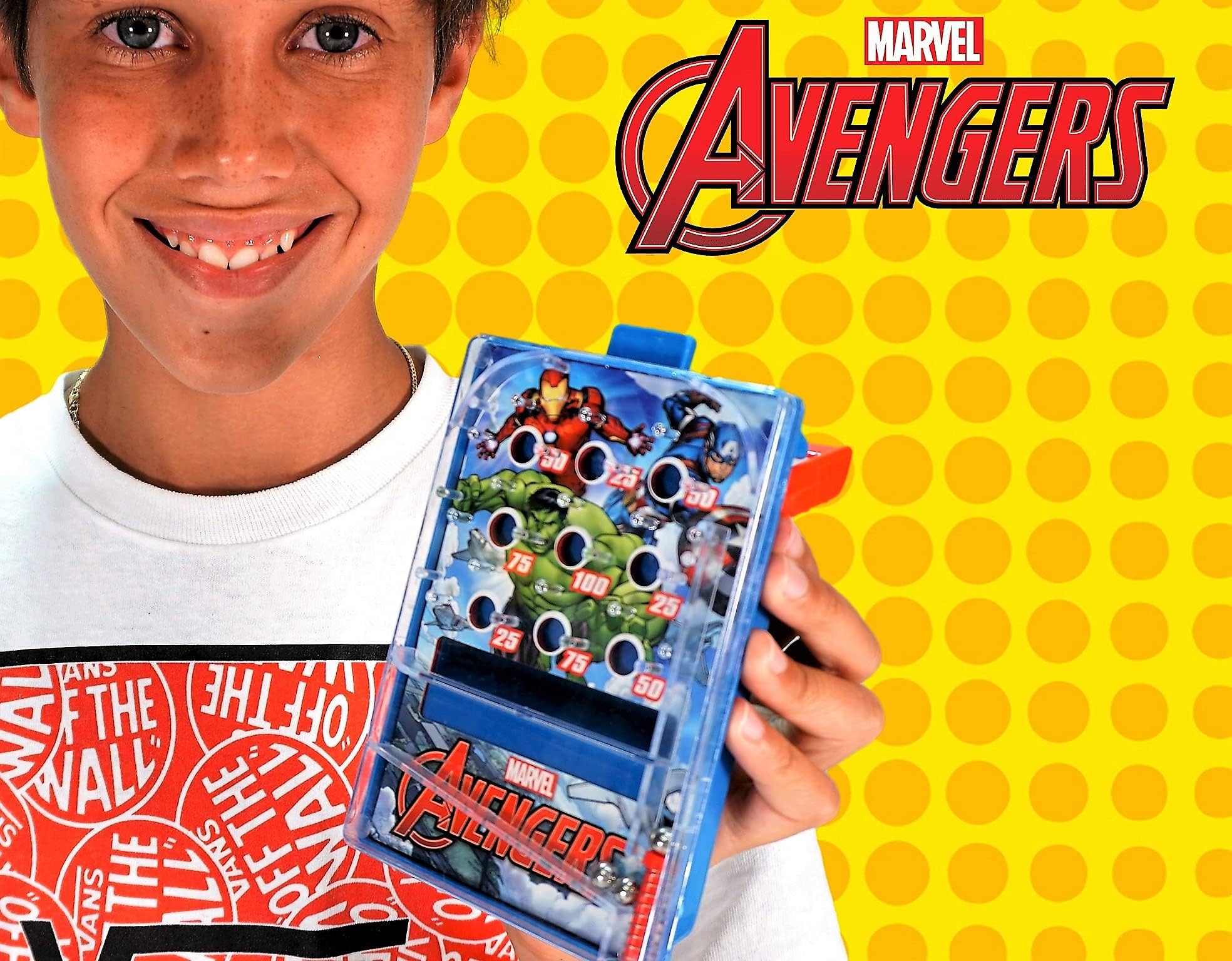 JARU Marvel Avengers & Spiderman Mini Pinball Machine for Kids (2 Toys) Handheld Games & Office Desk Games. Retro Vintage Toys Table Top Arcade Games. AB-6807-2