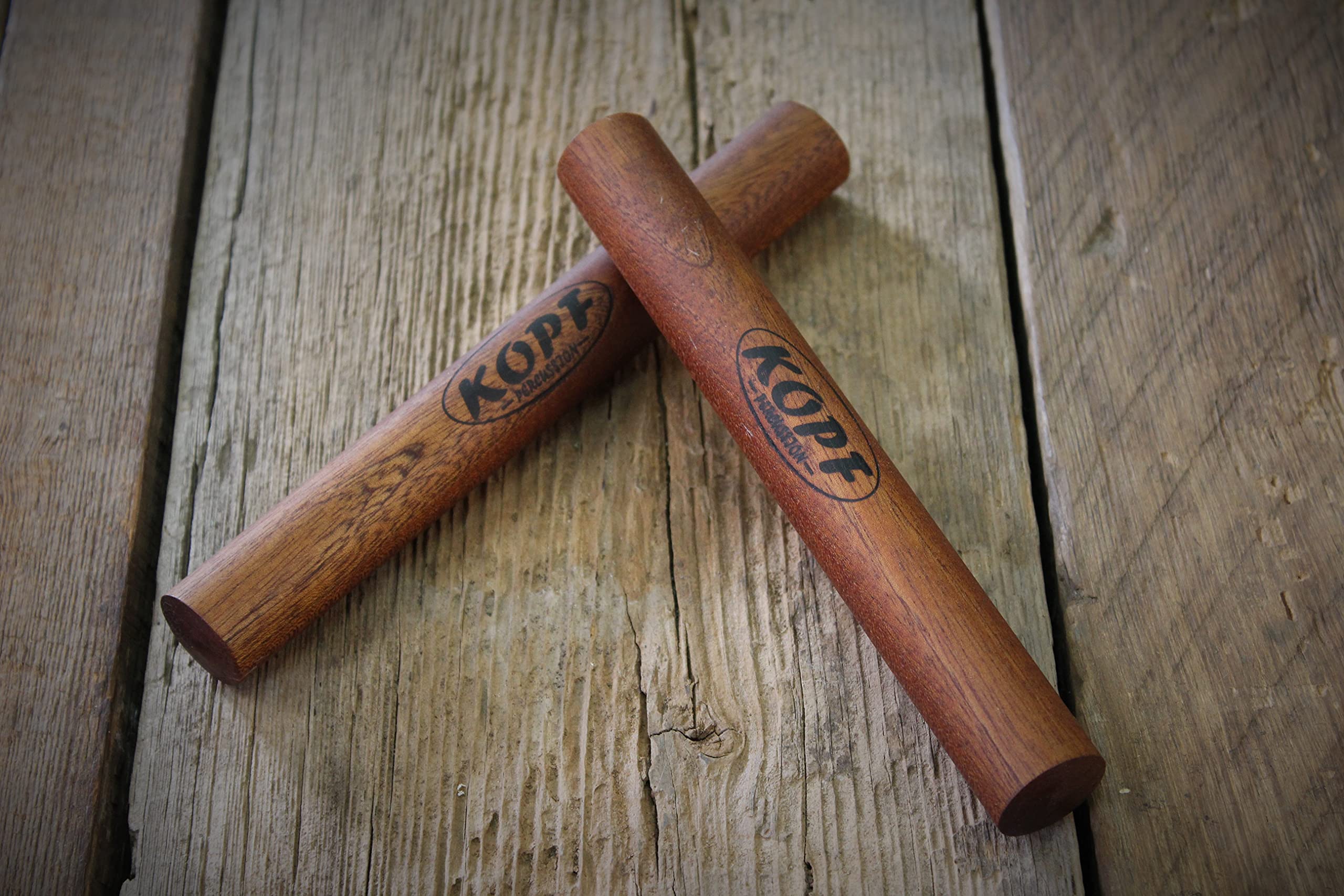 Professional Mahogany Wood Claves Musical Instrument | Set of 2 claves, size 8" X 1" | Smooth Finish | Solid Hardwood Percussion Instrument | Warm Musical Tone | Handmade in USA by Kopf Percussion