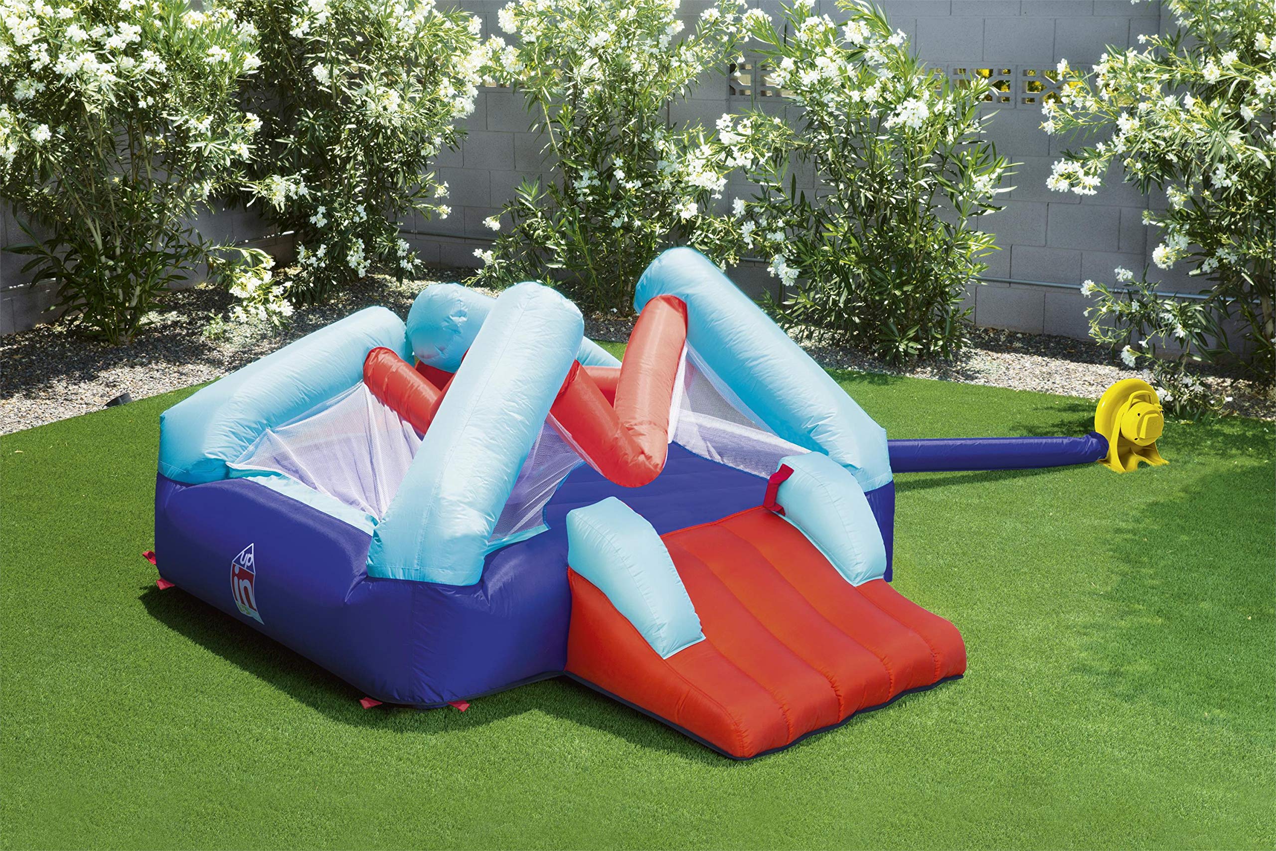 Bestway Inflatable Spring N Slide Park Jump n Slide Bounce House with heavy duty blower , Blue