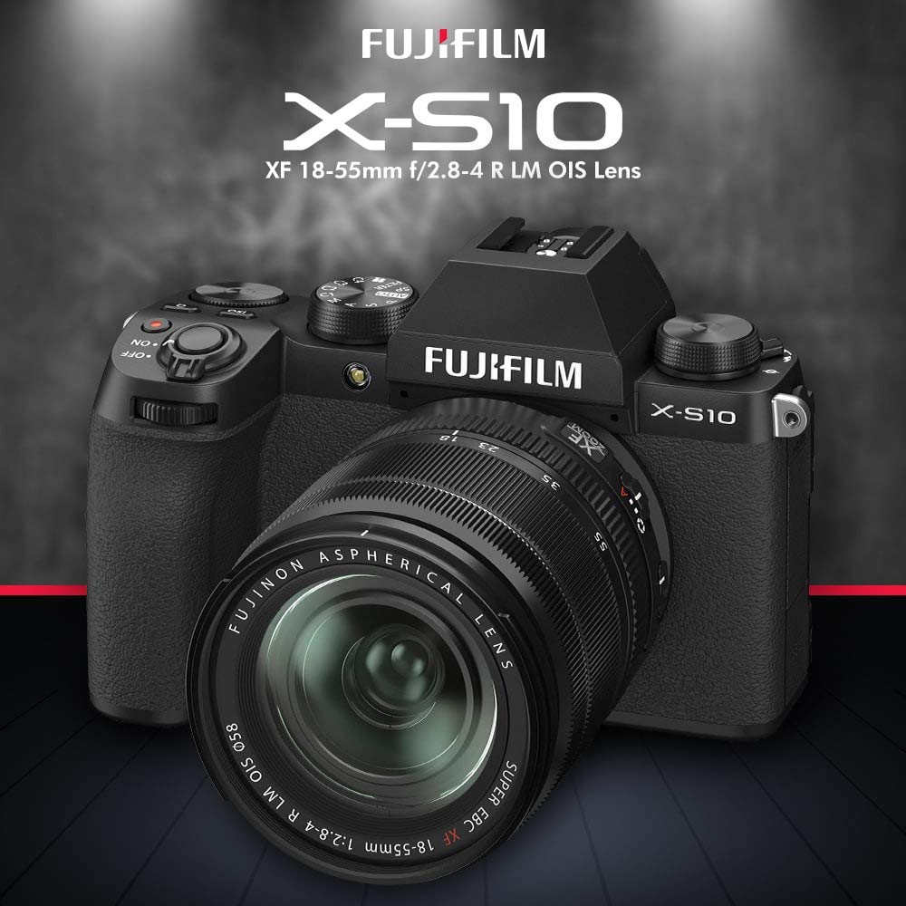 Fujifilm X-S10 Mirrorless Digital Camera Body with 18-55mm Lens, Sleek Design Accessories Bundle with 32GB SD Card, Tripod, Card Reader and More