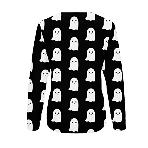 Halloween Shirts for Women Vintage Womens Halloween Print O Neck Sweatshirt Pumpkin Fit Pullover Tops Casual Long Sleeve Workout Shirts Loose Blouse